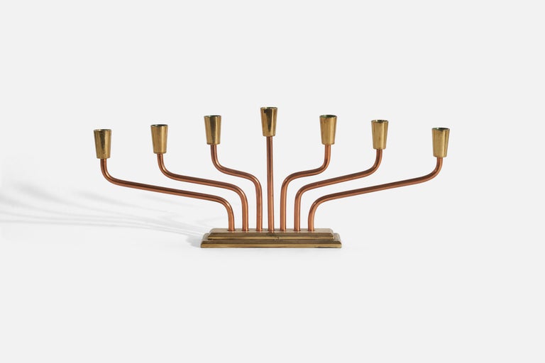 Swedish Designer, Adjustable Candelabra, Copper and Brass, Sweden, c ...