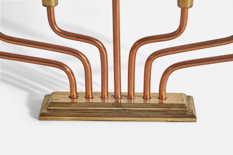 Swedish Designer, Adjustable Candelabra, Copper and Brass, Sweden, c ...