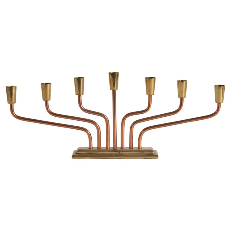 Swedish Designer, Adjustable Candelabra, Copper and Brass, Sweden, c ...