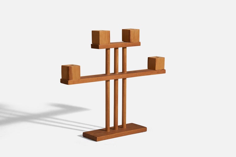 Swedish Designer, Candelabra, Pine, Sweden, 1970s For Sale at 1stDibs