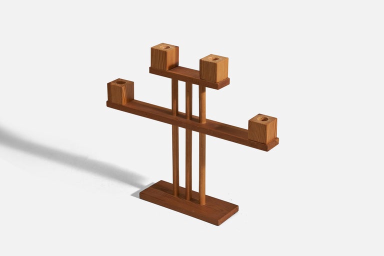 Swedish Designer, Candelabra, Pine, Sweden, 1970s For Sale at 1stDibs