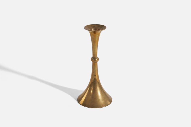 Swedish Designer, Candlesticks, Brass, Sweden, 1940s For Sale at 1stDibs