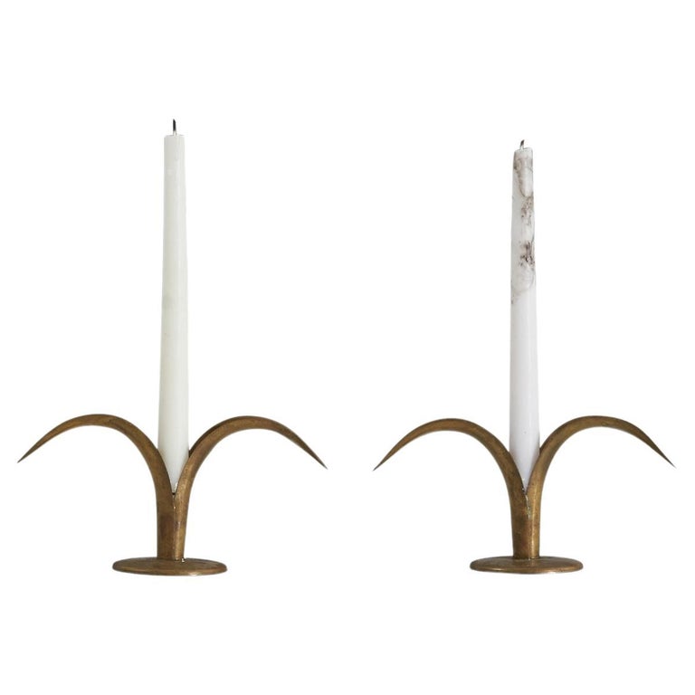 Swedish Designer, Candlesticks, Brass, Sweden, 1950s at 1stDibs