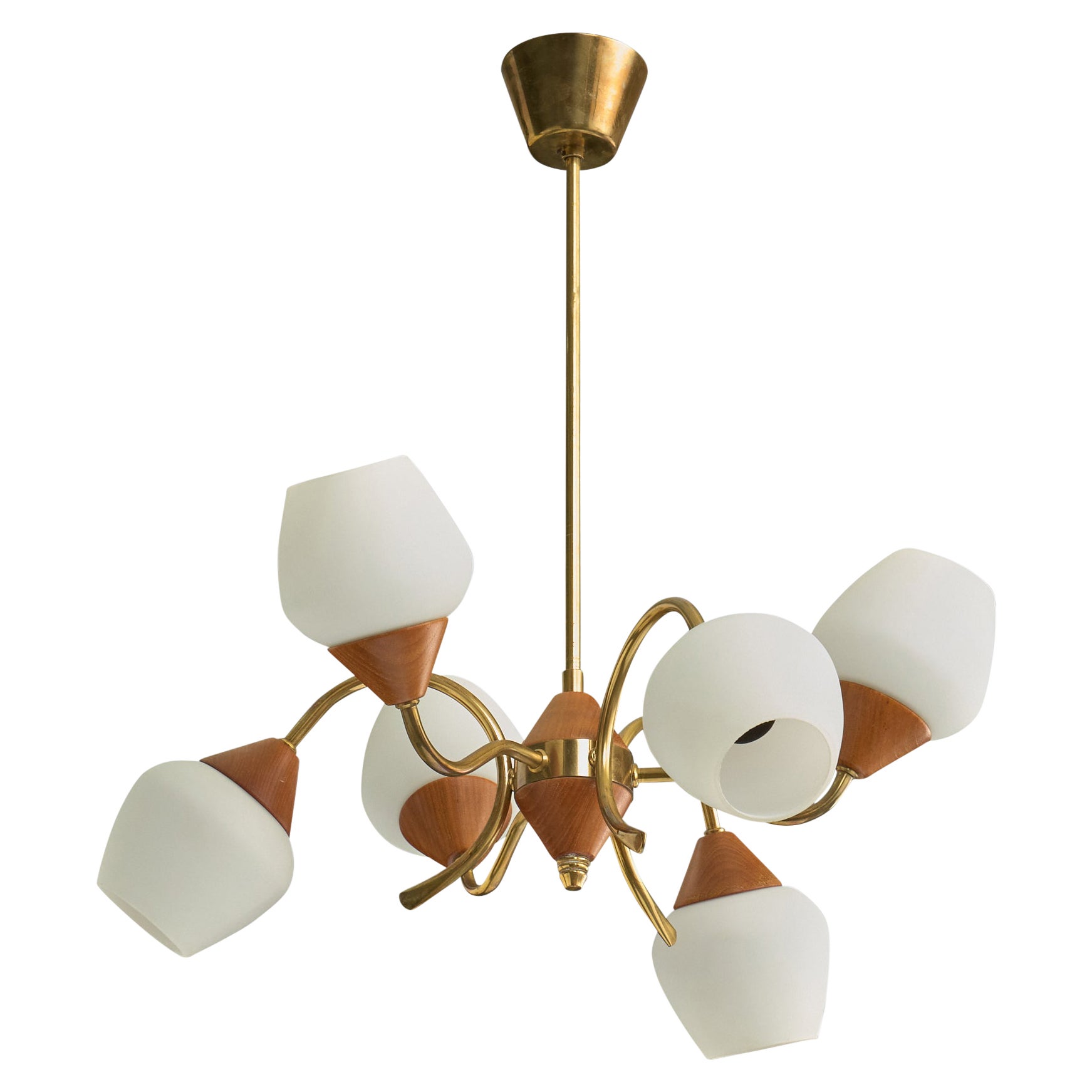 Atomic Era brass chandelier in the style of Oscar Torlasco, Italy ...
