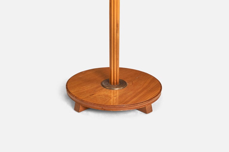 Swedish Designer, Floor Lamp, Elm, Brass, Embroidery Fabric, Sweden ...