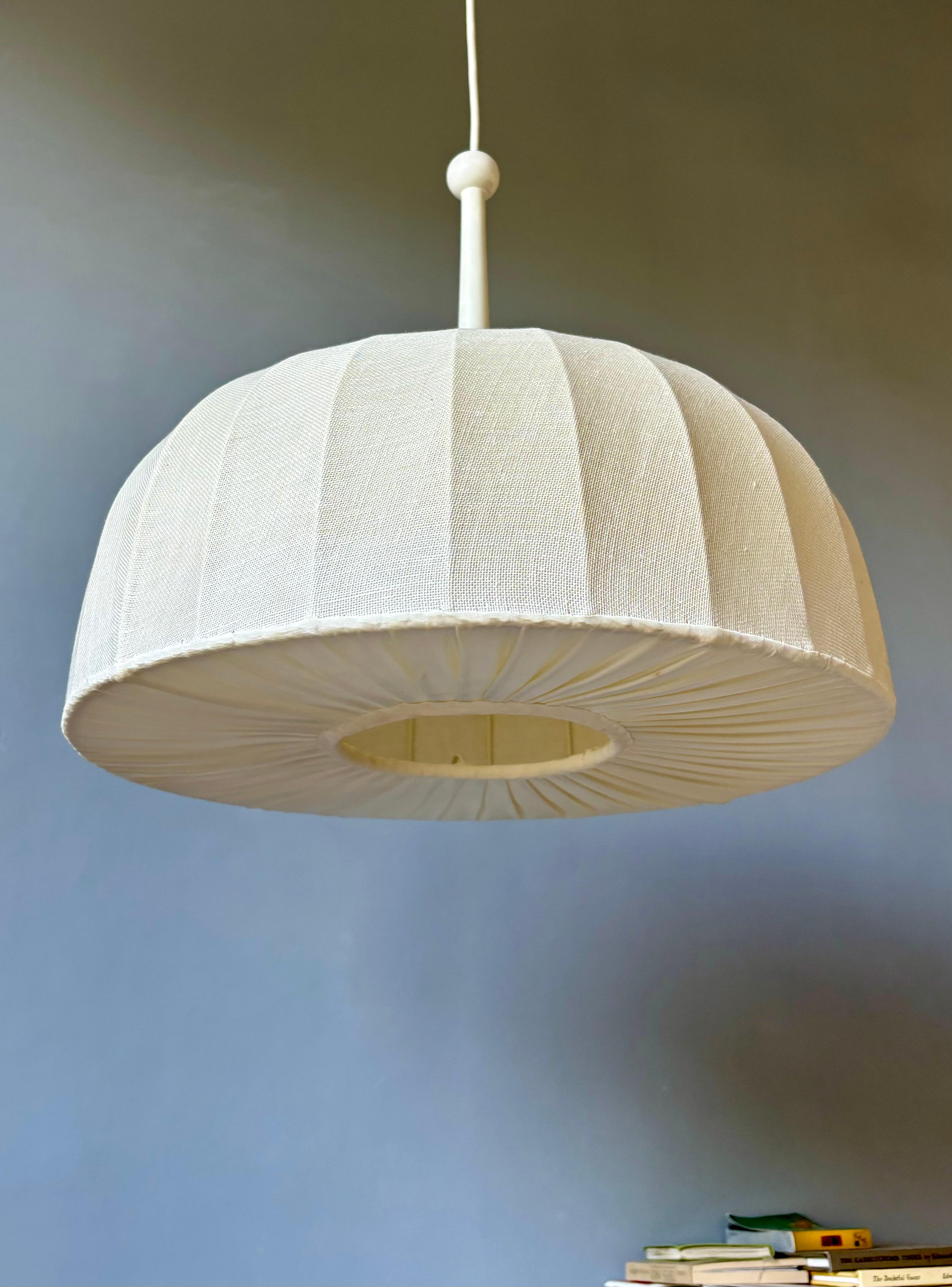 Swedish Designer Josef Frank Style Textile Dome Pendant, 1960s at 1stDibs