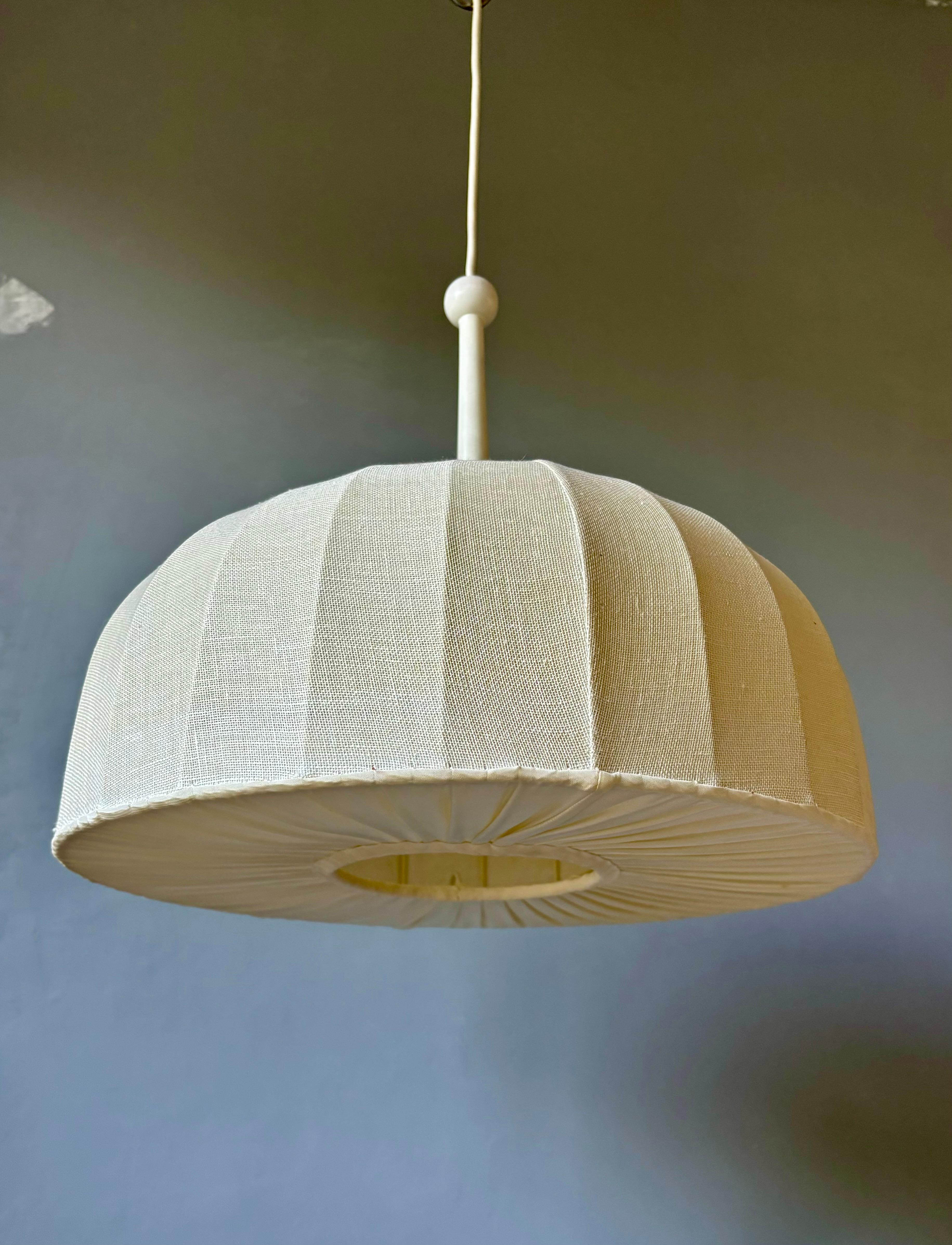 Swedish Designer Josef Frank Style Textile Dome Pendant, 1960s at 1stDibs