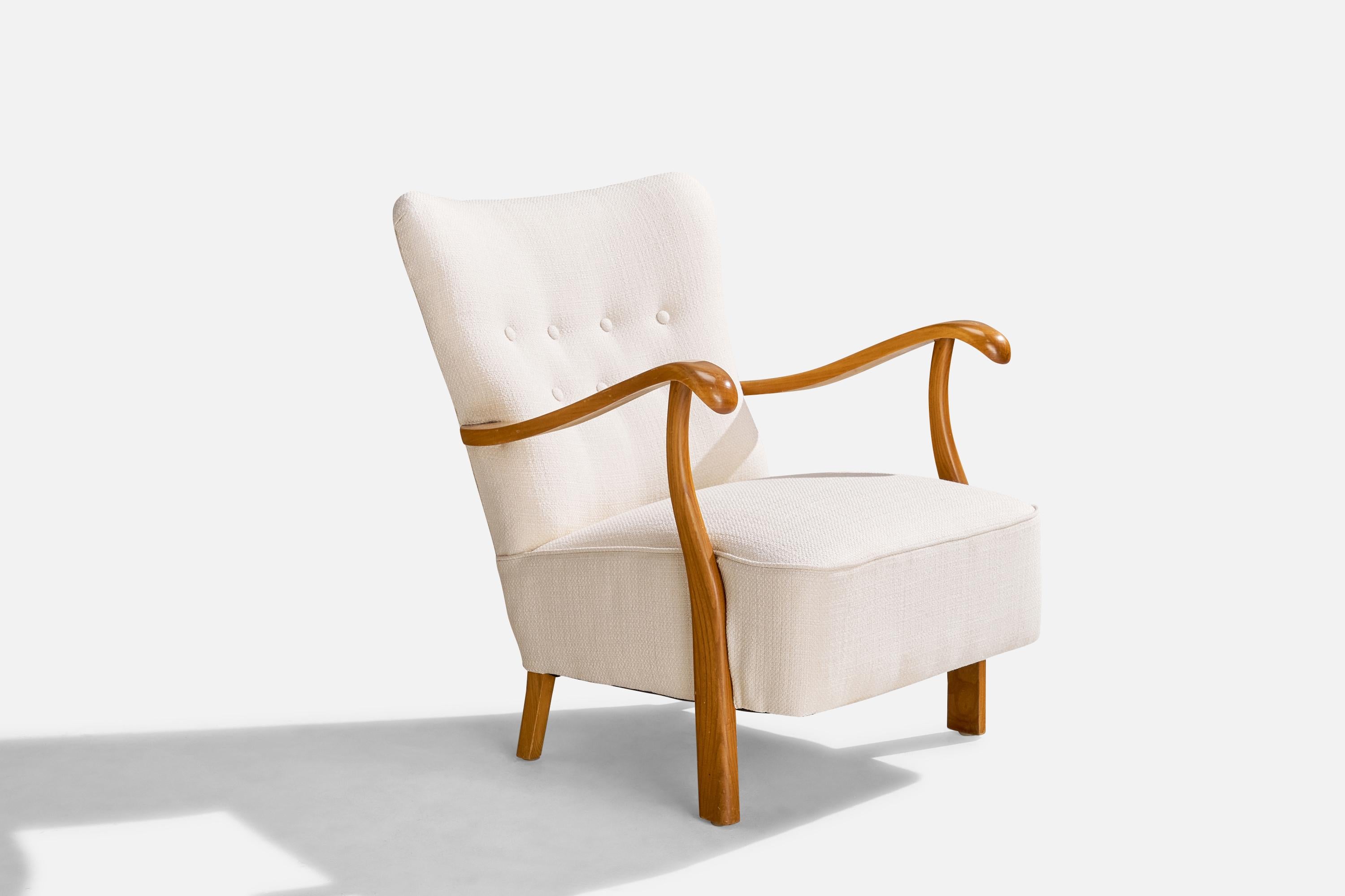 Swedish Designer, Lounge Chairs, Oak, Fabric, Sweden, 1940s For Sale at ...