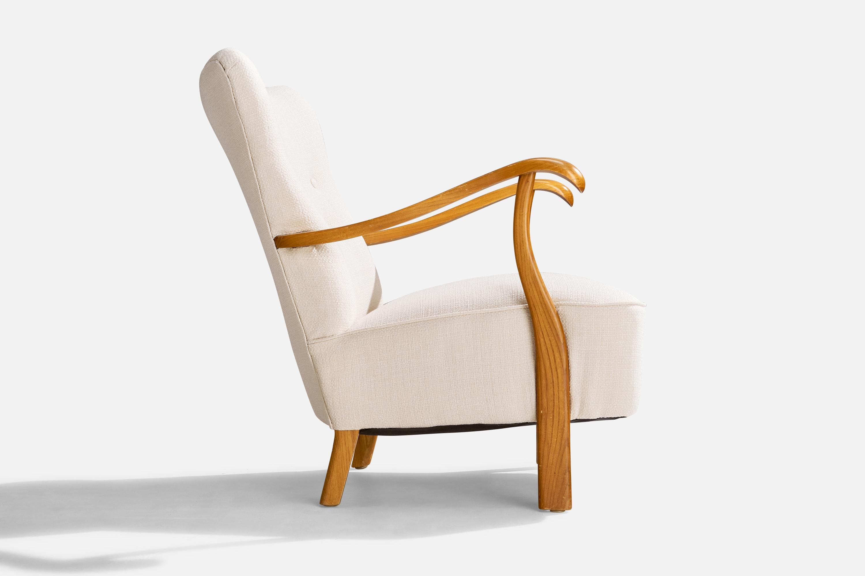 Swedish Designer, Lounge Chairs, Oak, Fabric, Sweden, 1940s For Sale at ...