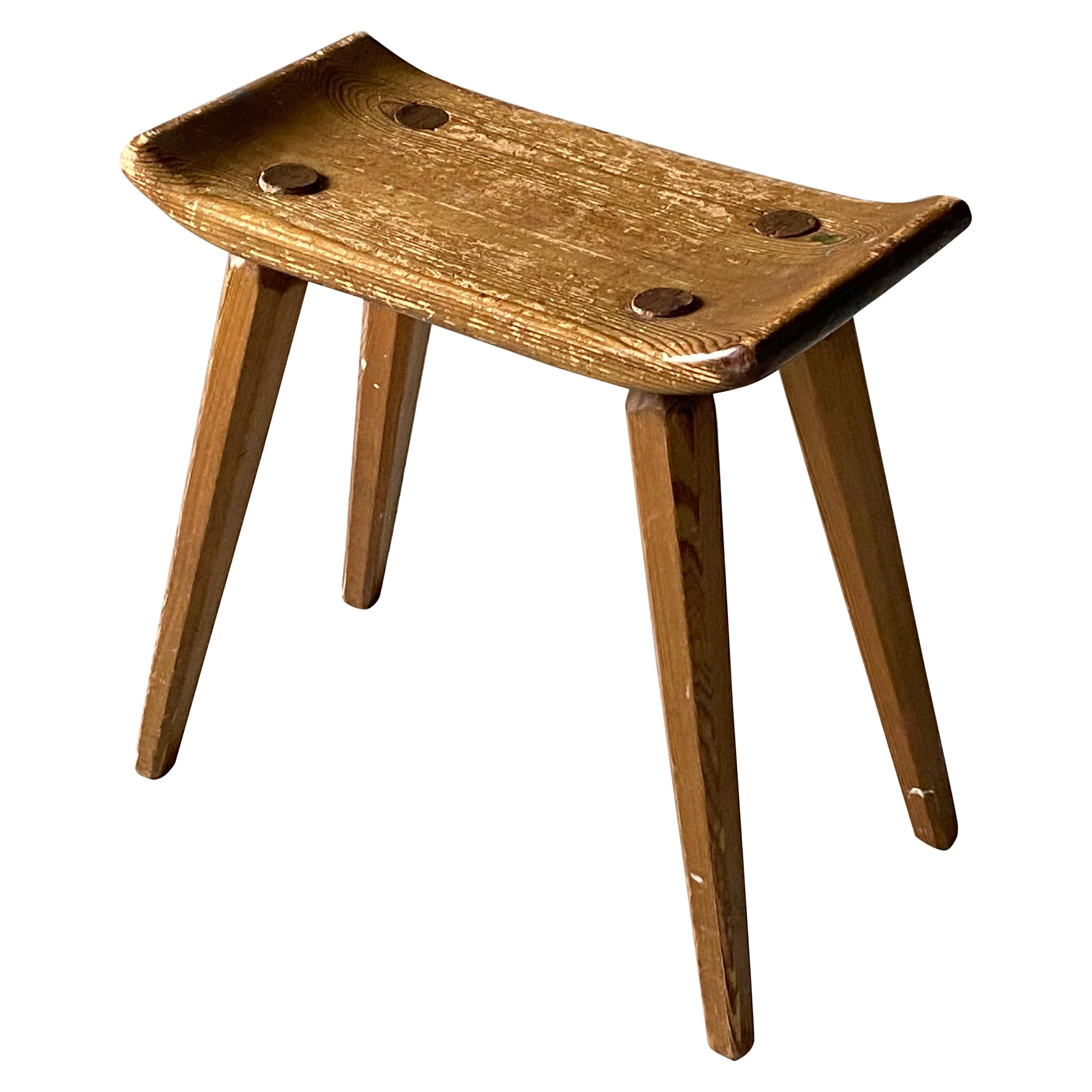 Swedish Designer, Minimalist Studio Stool Solid Pine, 1970s, Sweden For ...