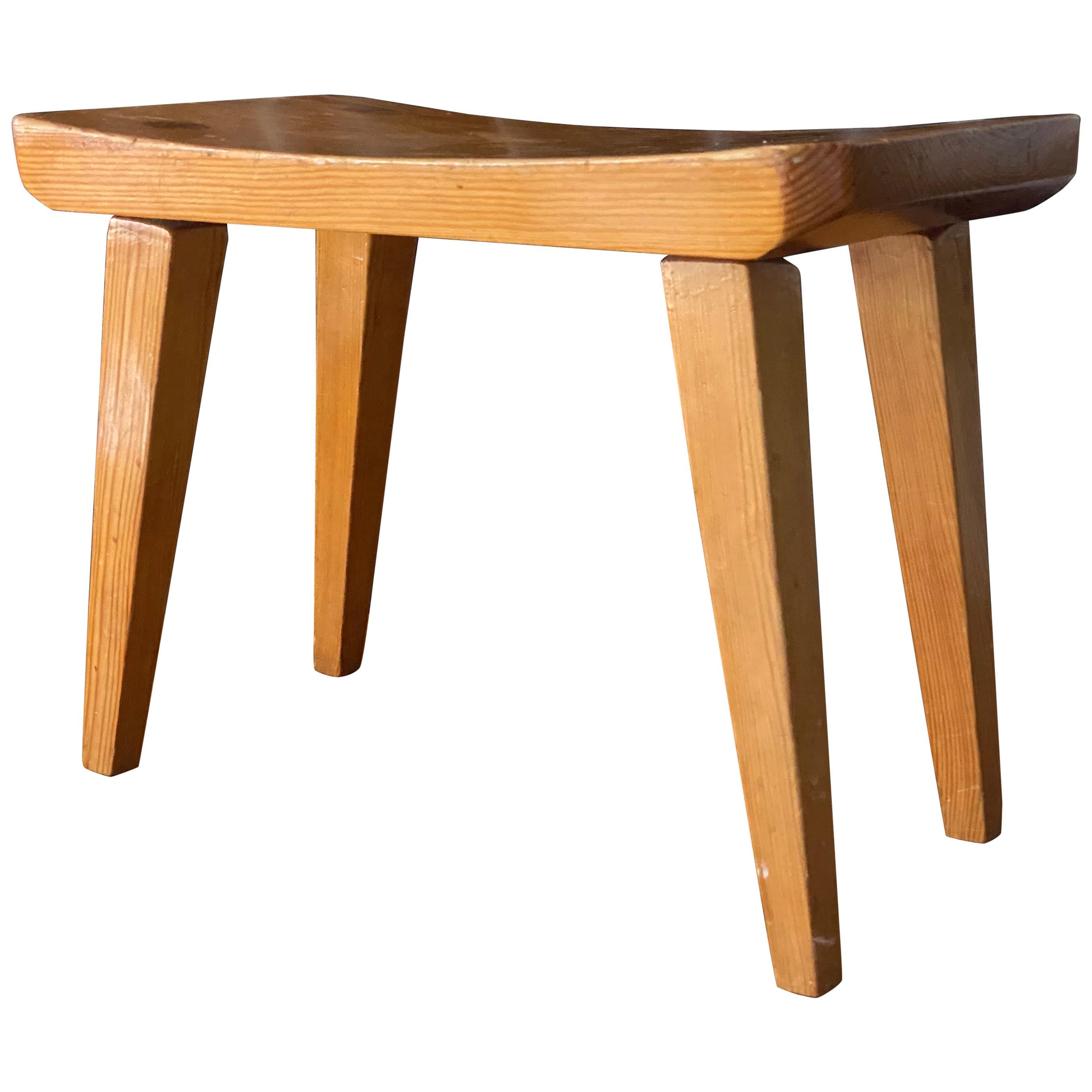 Swedish Designer, Rustic Minimalist Stool, Solid Pine, Sweden, 1960s ...