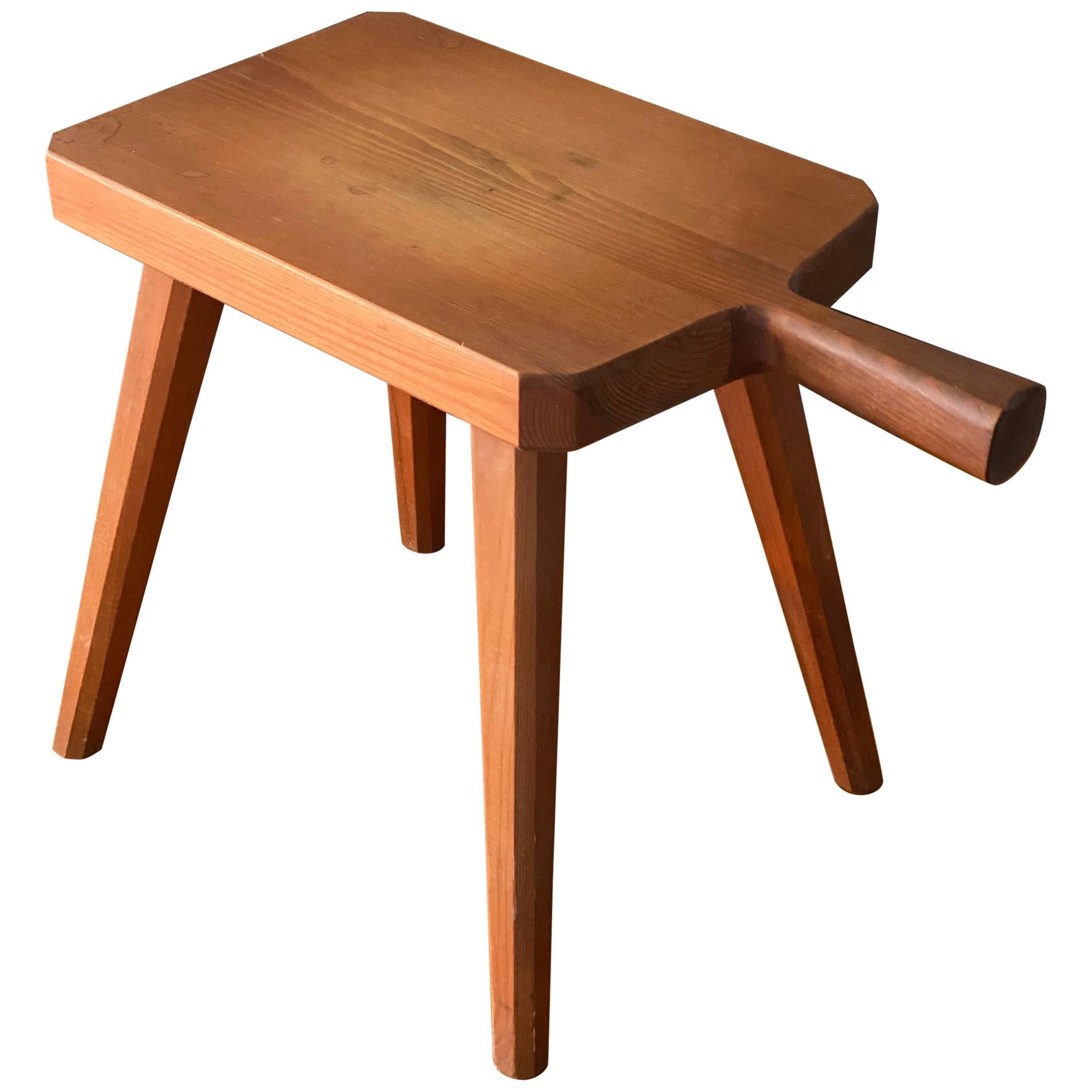 Swedish Designer, Minimalist Studio Stool Solid Pine, 1970s, Sweden For ...