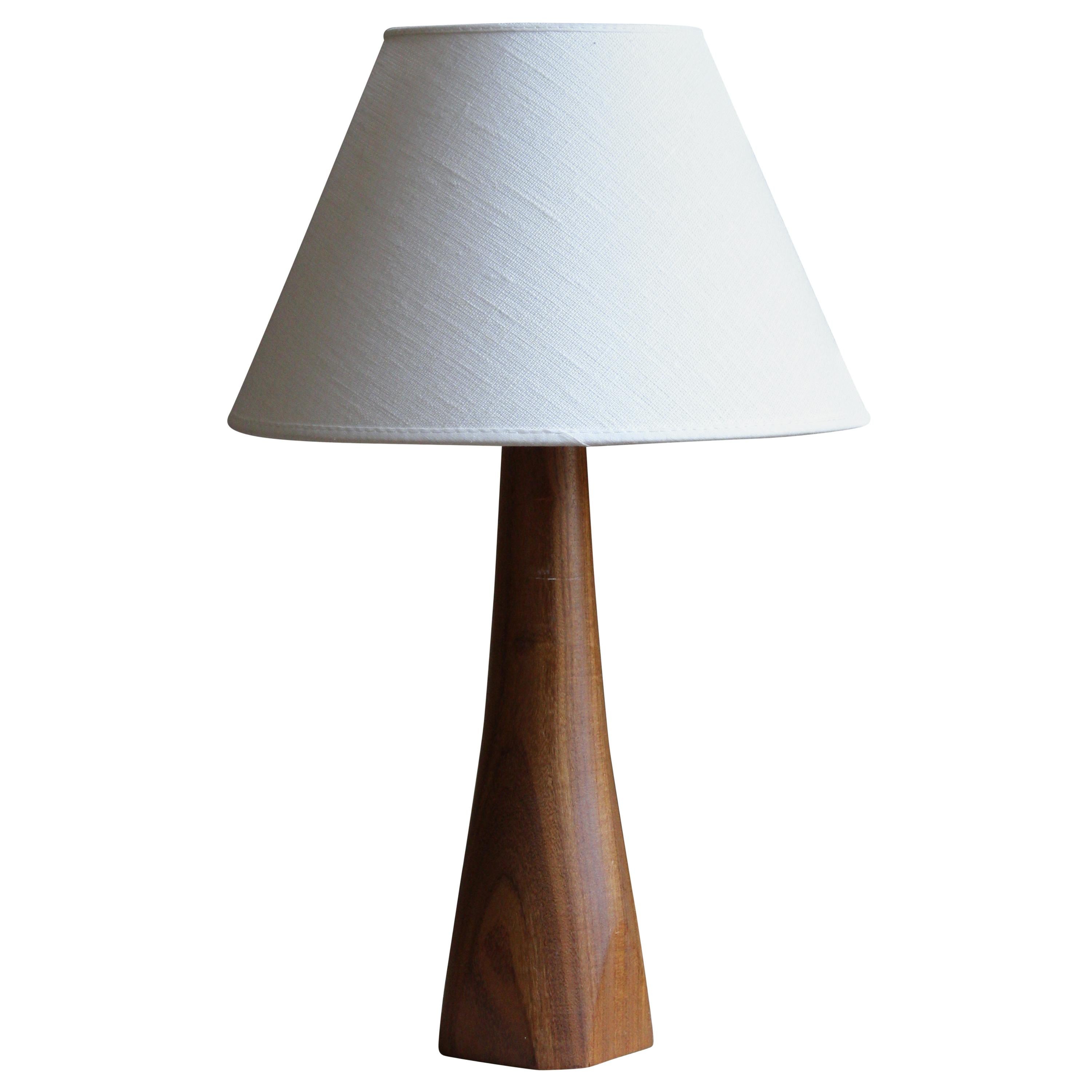 Swedish Designer, Minimalist Table Lamps, Solid Teak, Leatherette ...