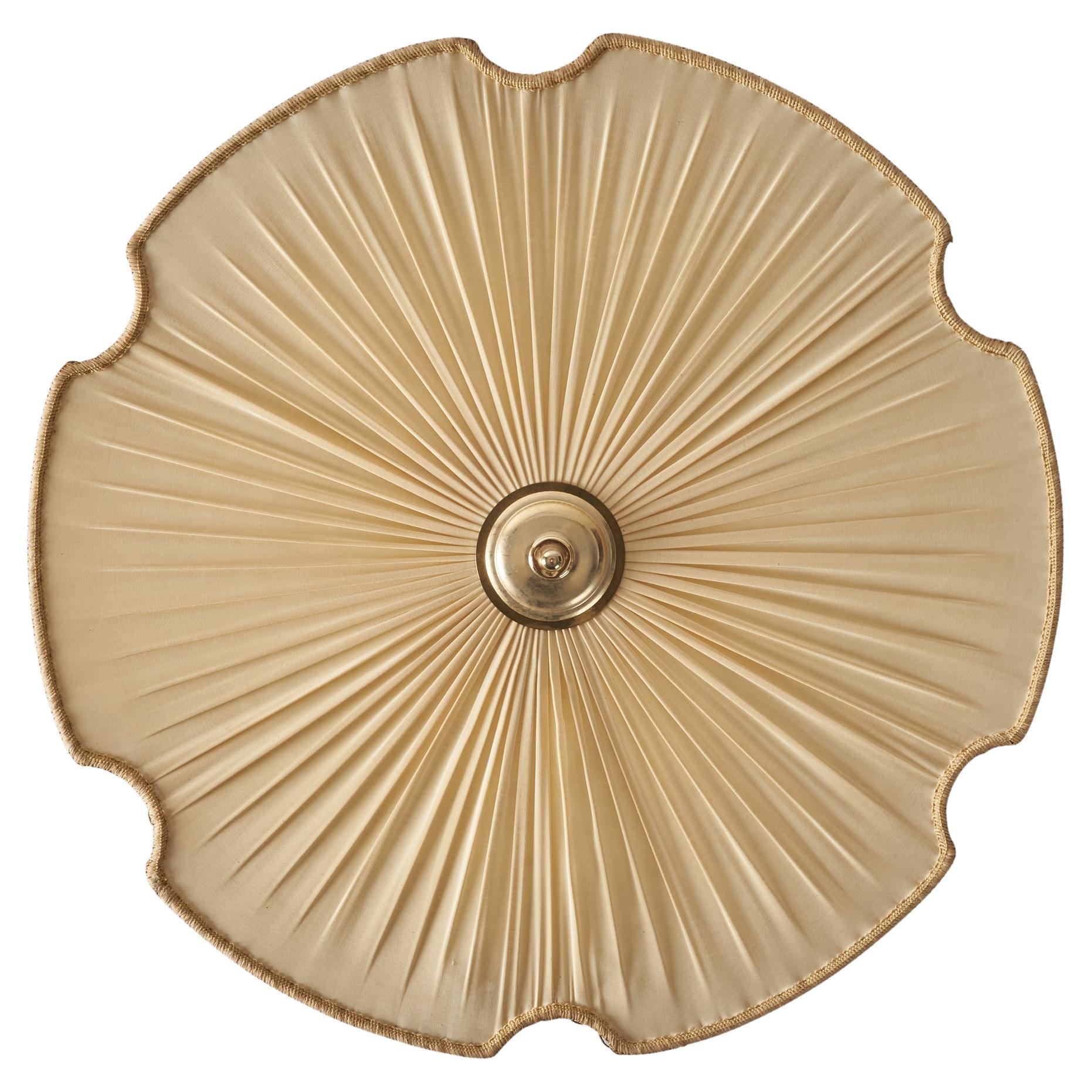 Swedish Designer Pendant or Flush mount Fabric, Brass, Sweden 1940s at ...