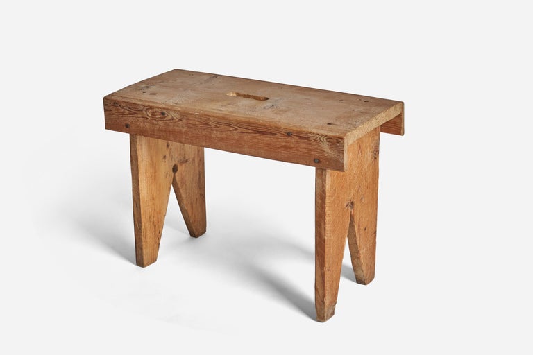 Swedish Designer, Stool, Solid Pine, Sweden, 1960s For Sale at 1stDibs