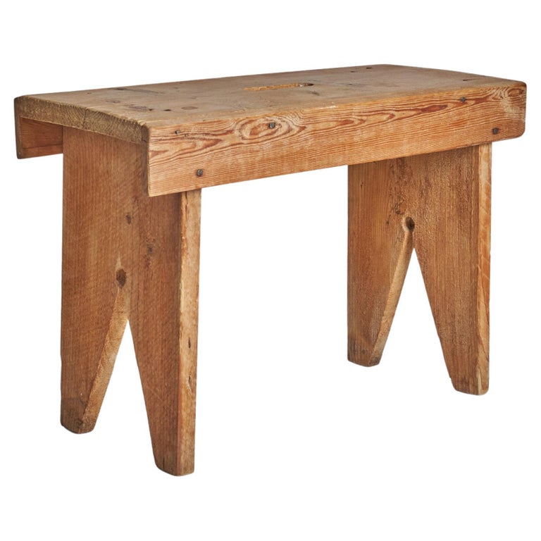 Swedish Designer, Stool, Solid Pine, Sweden, 1960s For Sale at 1stDibs