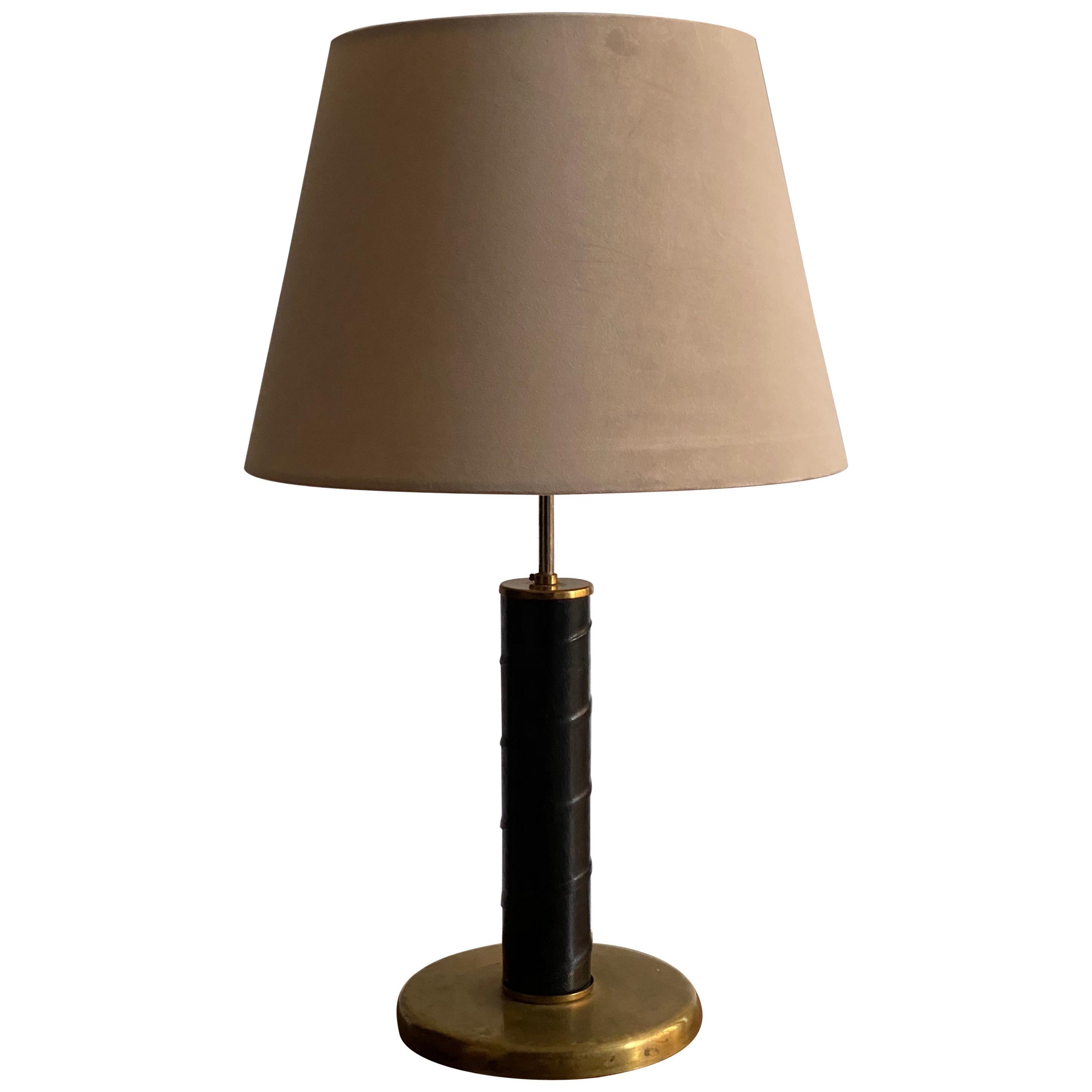 Swedish Designer, Table Lamp, Brass, Leather, String, Sweden, 1940s For ...