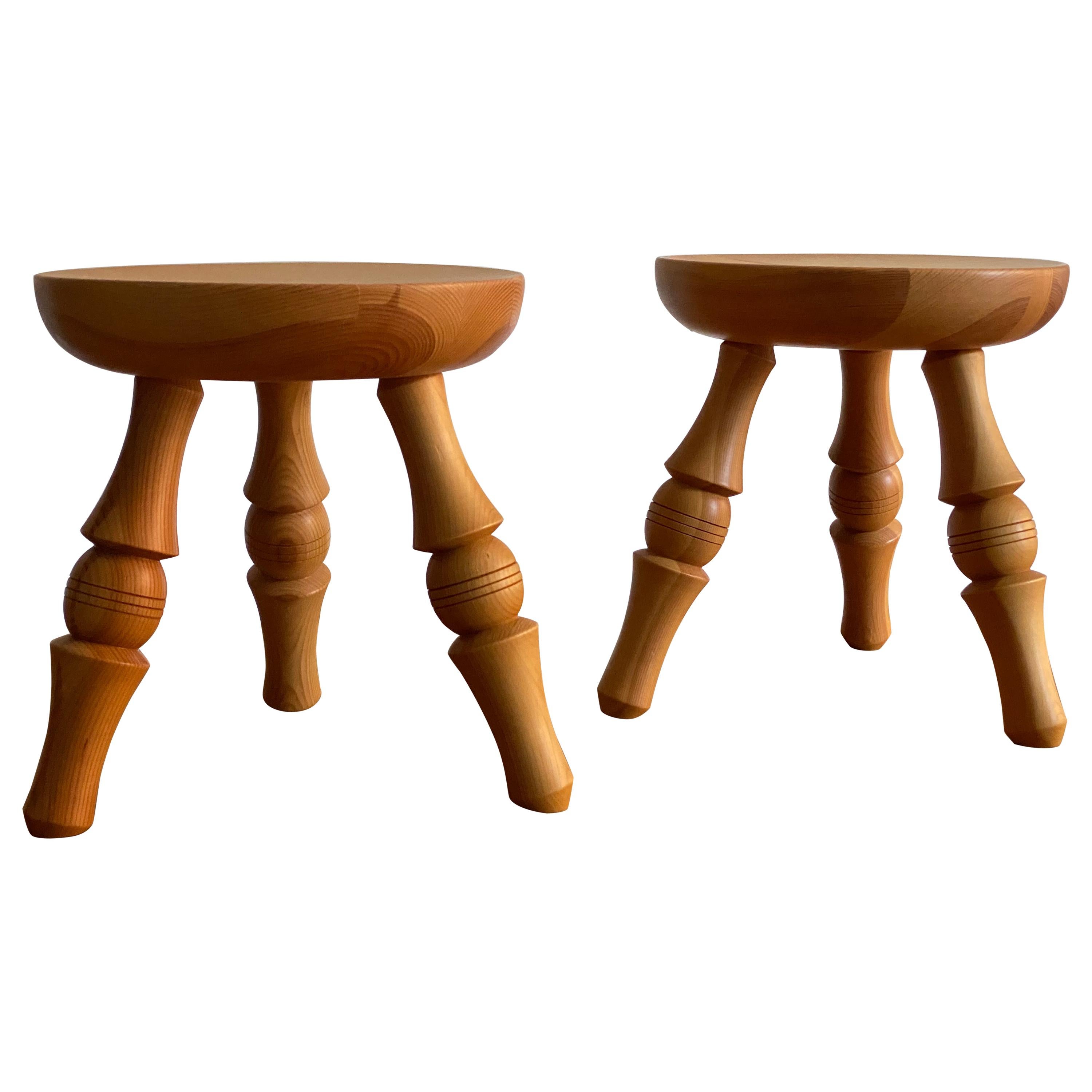 Swedish Designer, Minimalist Studio Stool, Solid oak, 1970s, Sweden For ...