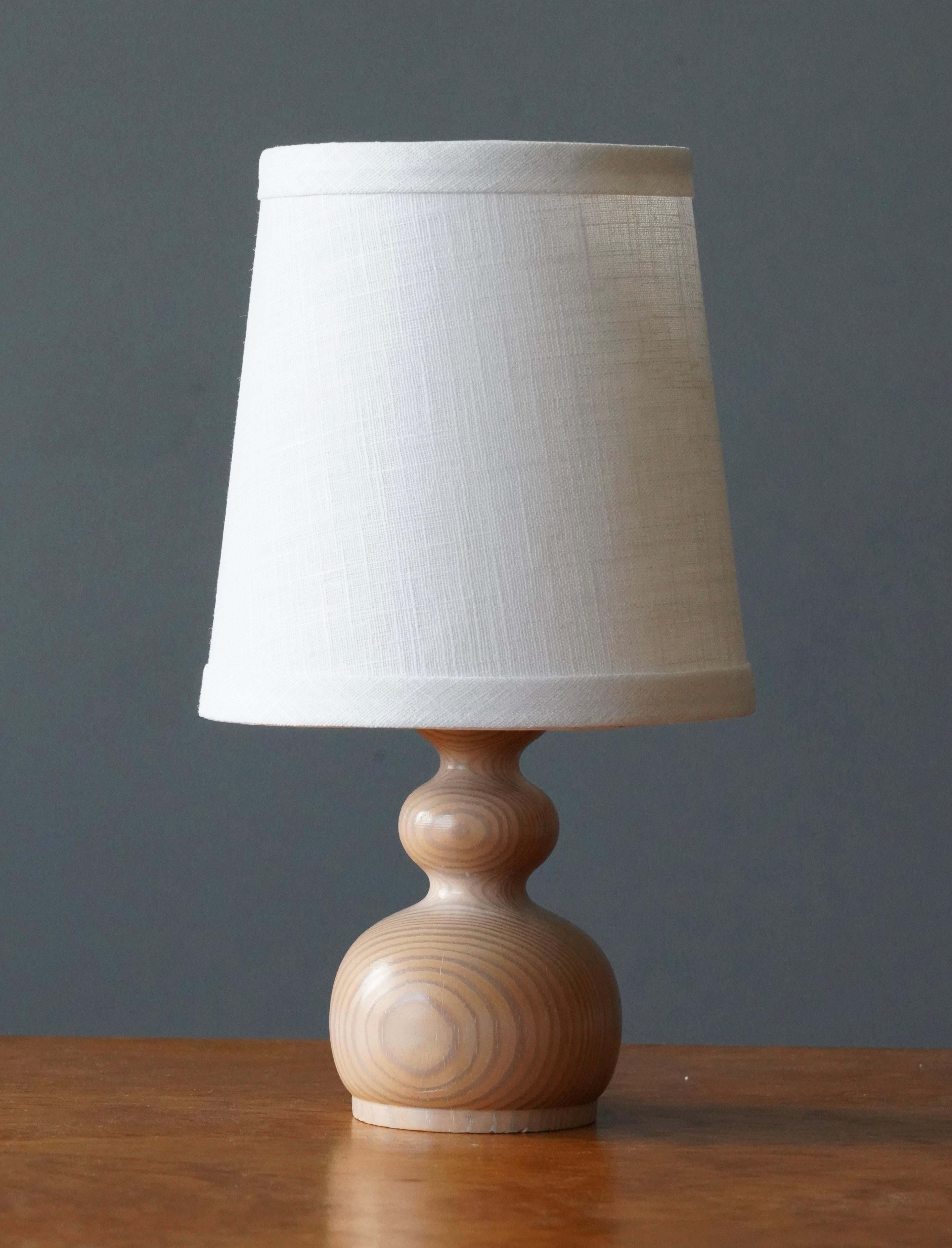 Swedish Designer, Small Organic Table Lamp, Solid Pine, Sweden, 1970s ...