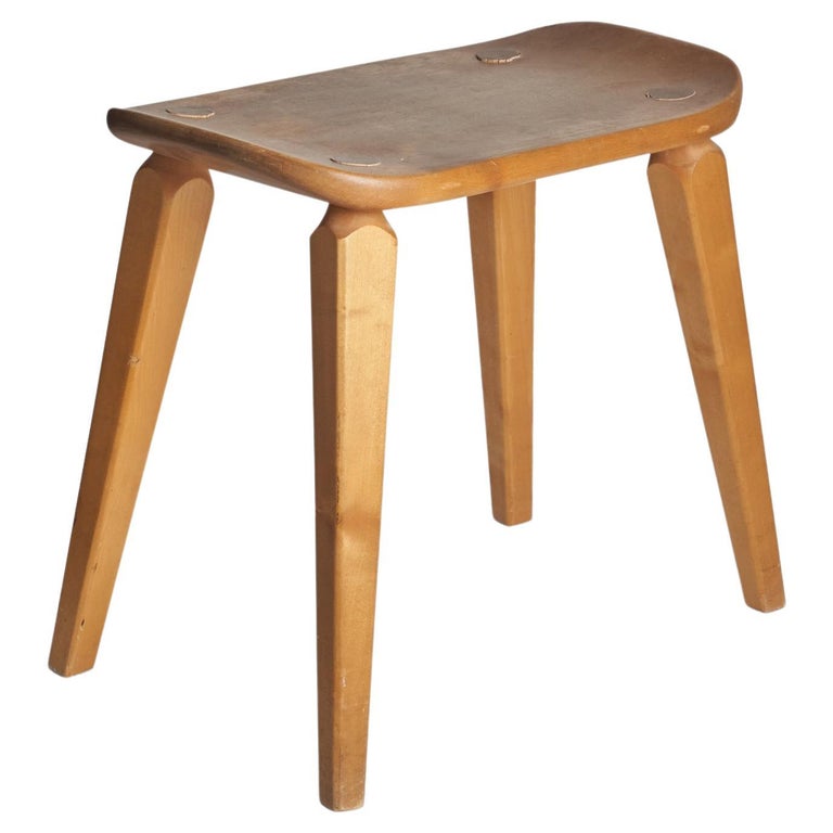 Swedish Designer, Stool, Solid Birch, Sweden, 1950s For Sale at 1stDibs