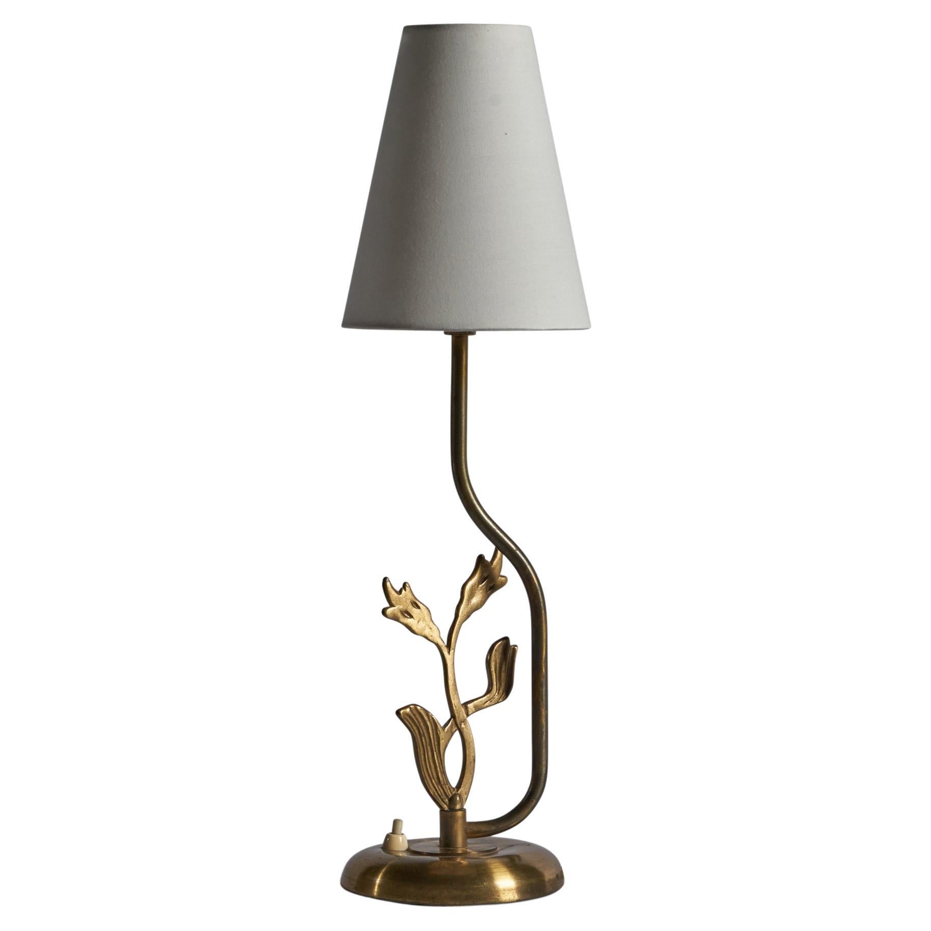 Swedish Designer, Table Lamp, Brass, Sweden, 1940s For Sale at 1stDibs