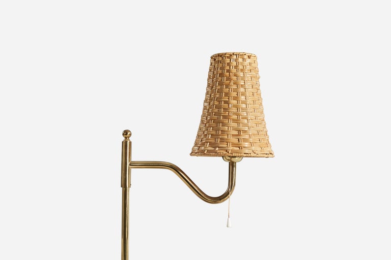 Swedish Designer, Table Lamp, Brass, Rattan, Sweden, c. 1970s For Sale ...