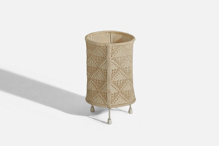 Swedish Designer, Table Lamp, Embroidered Fabric, Metal, Pine, Sweden ...
