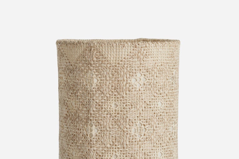 Swedish Designer, Table Lamp, Embroidered Fabric, Metal, Pine, Sweden ...