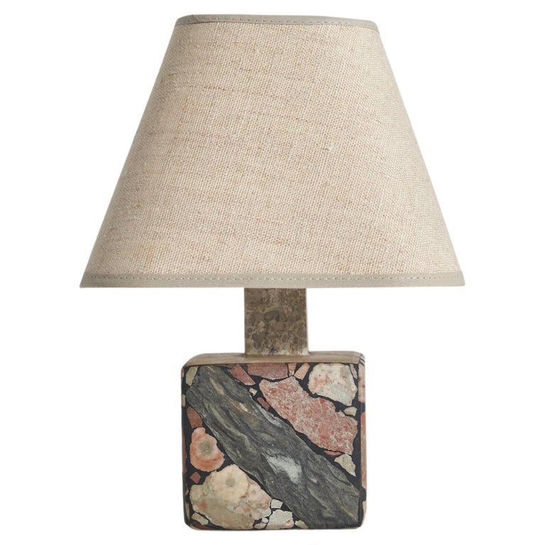 Swedish Designer, Table Lamp, Fossil Stone, Fabric, Sweden, 1970s at ...