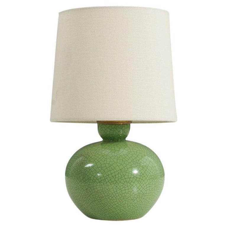Swedish Designer, Table Lamp, Green Crackle-Glaze, Sweden, 1940s For ...
