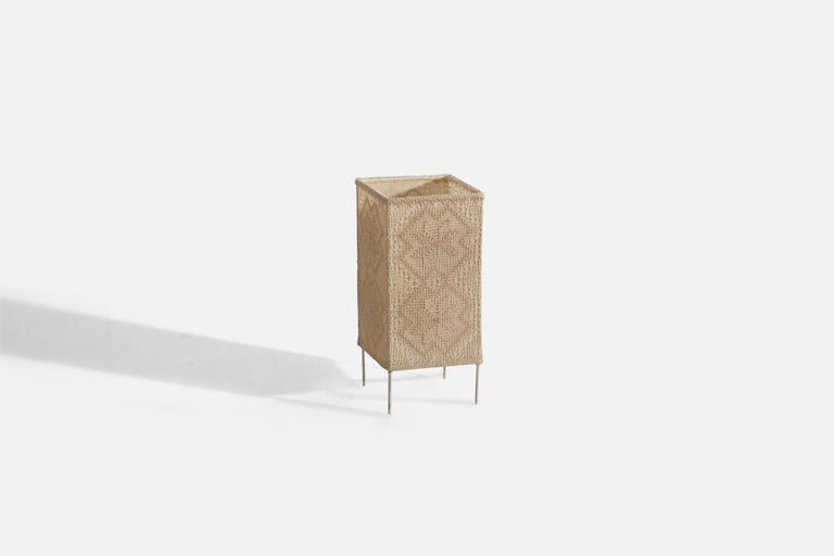 Swedish Designer, Table Lamp, Metal, Embroidered Fabric, Sweden, C ...