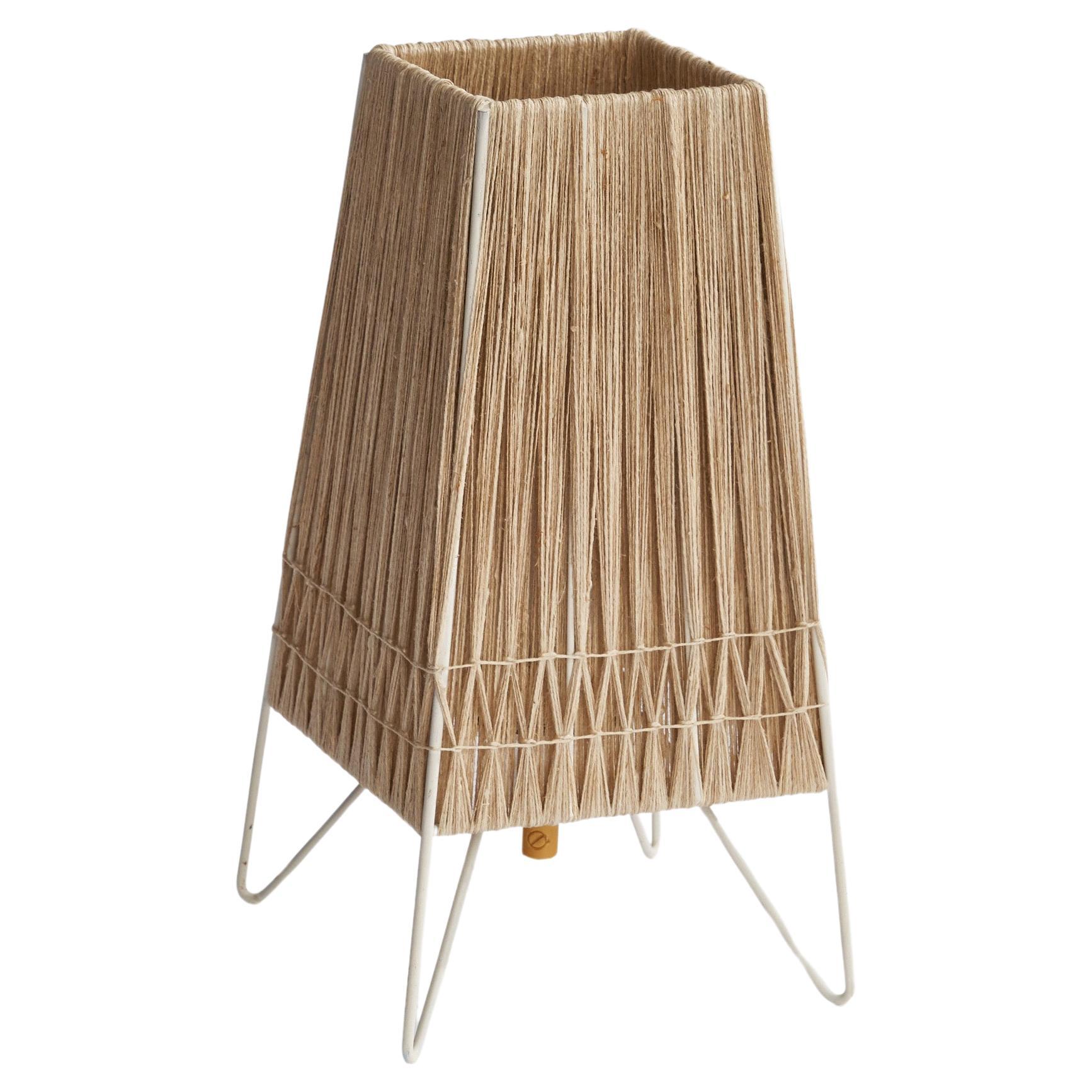 Swedish Designer, Table Lamps, Burlap, Metal, Sweden, 1960s For Sale at ...
