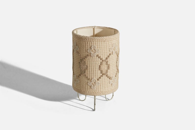 Swedish Designer, Table Lamp, Metal, Fabric, Sweden, c. 1960s For Sale ...