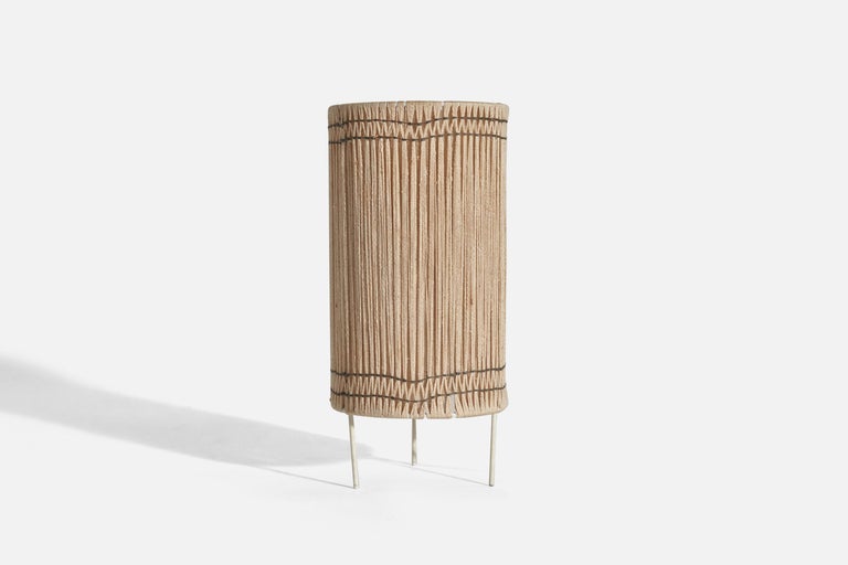 Swedish Designer, Table Lamp, Metal, String, Sweden, 1950s at 1stDibs