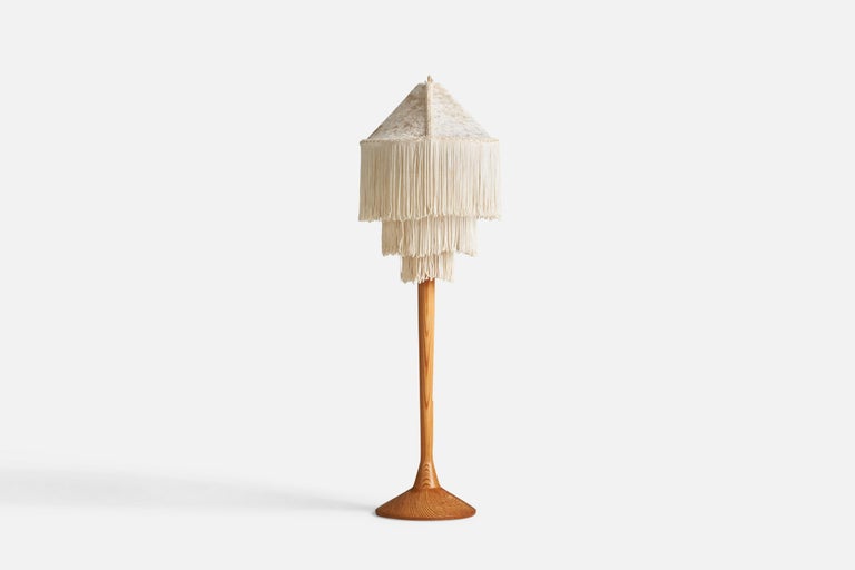 Swedish Designer, Table Lamp, Oak, Velvet, Nylon, Sweden, 1940s For ...