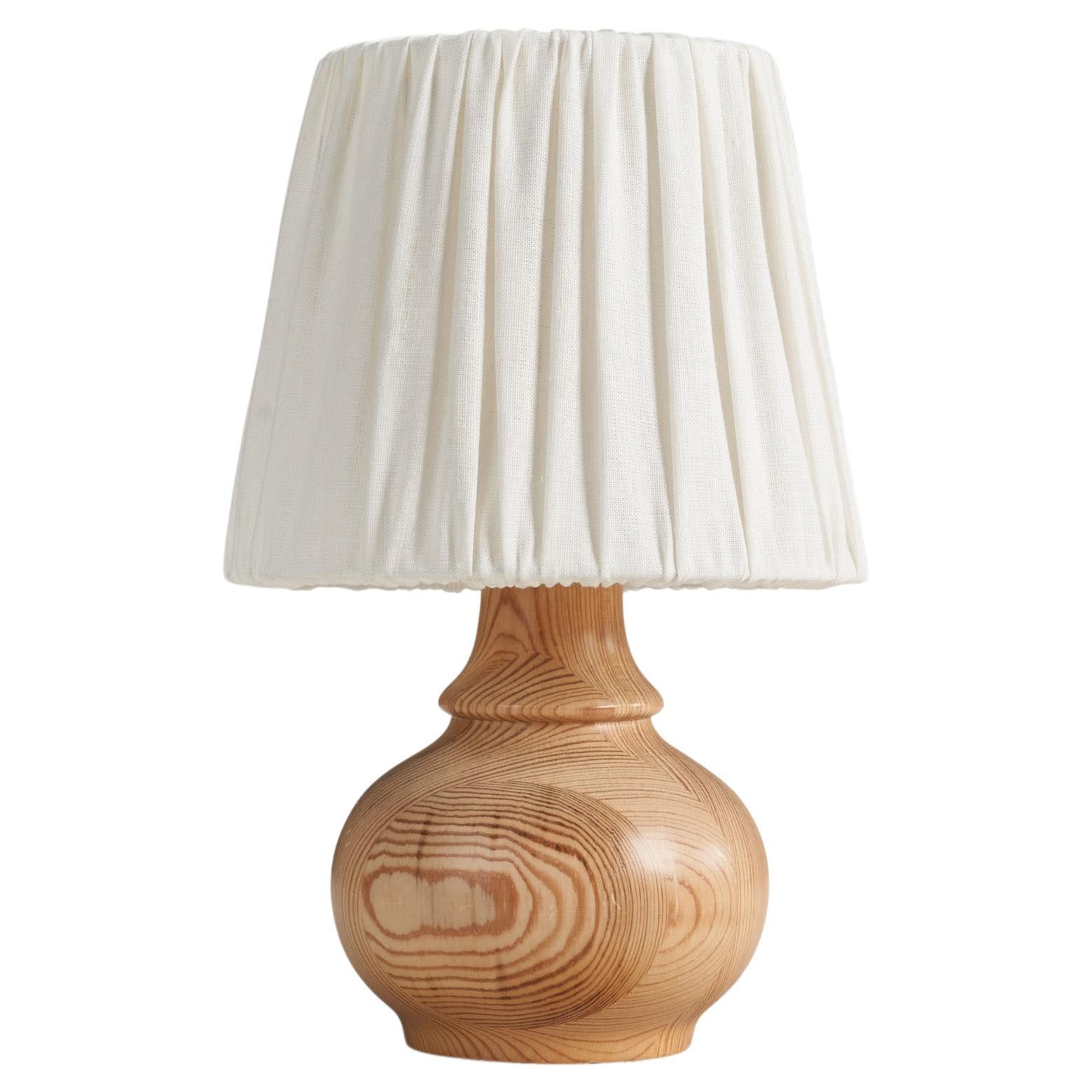 Swedish Designer, Table Lamp, Pine, Fabric, Sweden, 1973 For Sale at ...