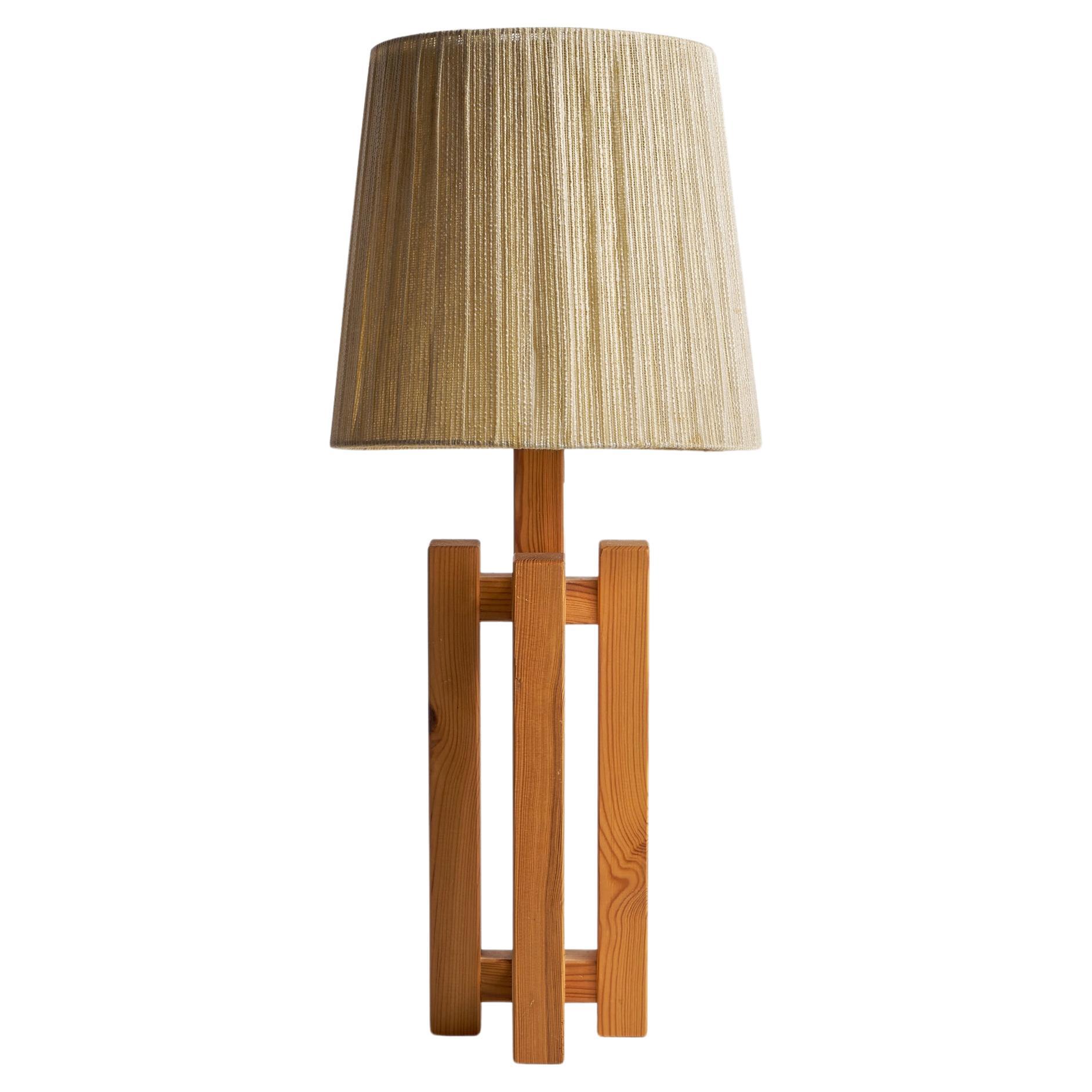 Swedish Designer, Table Lamp, Pine, Fabric, Sweden, 1970s For Sale at ...