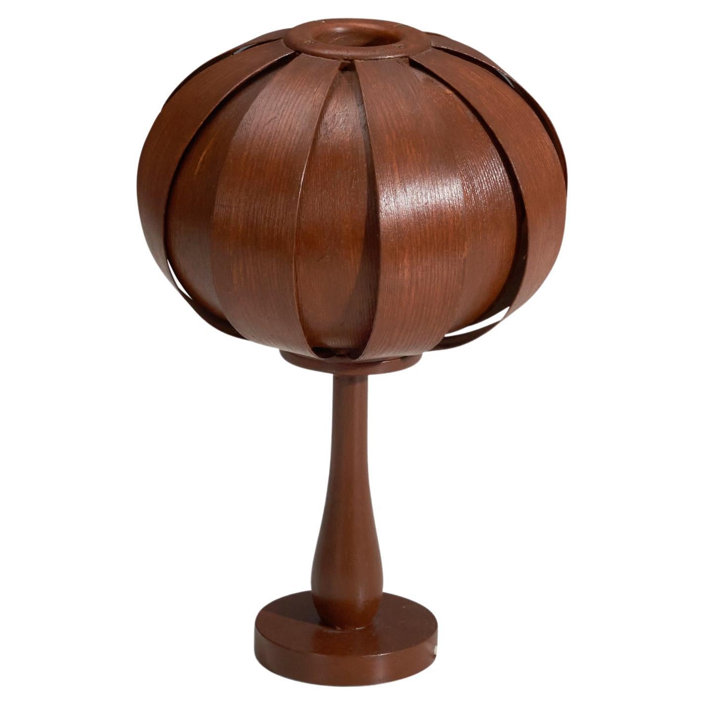 Swedish Designer, Table Lamp, Pine, Moulded Pine Veneer, Sweden, 1970s ...