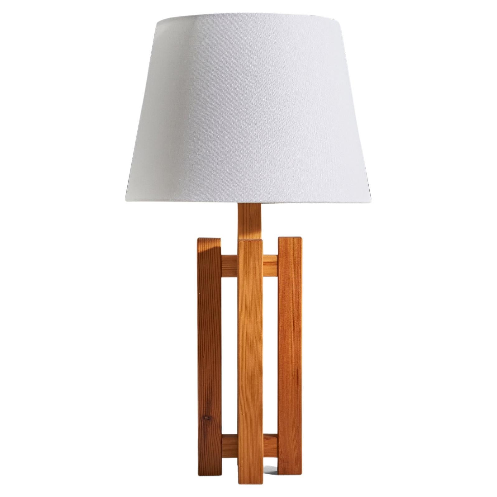 Swedish Designer, Table Lamp, Pine, Sweden 1970s For Sale at 1stDibs