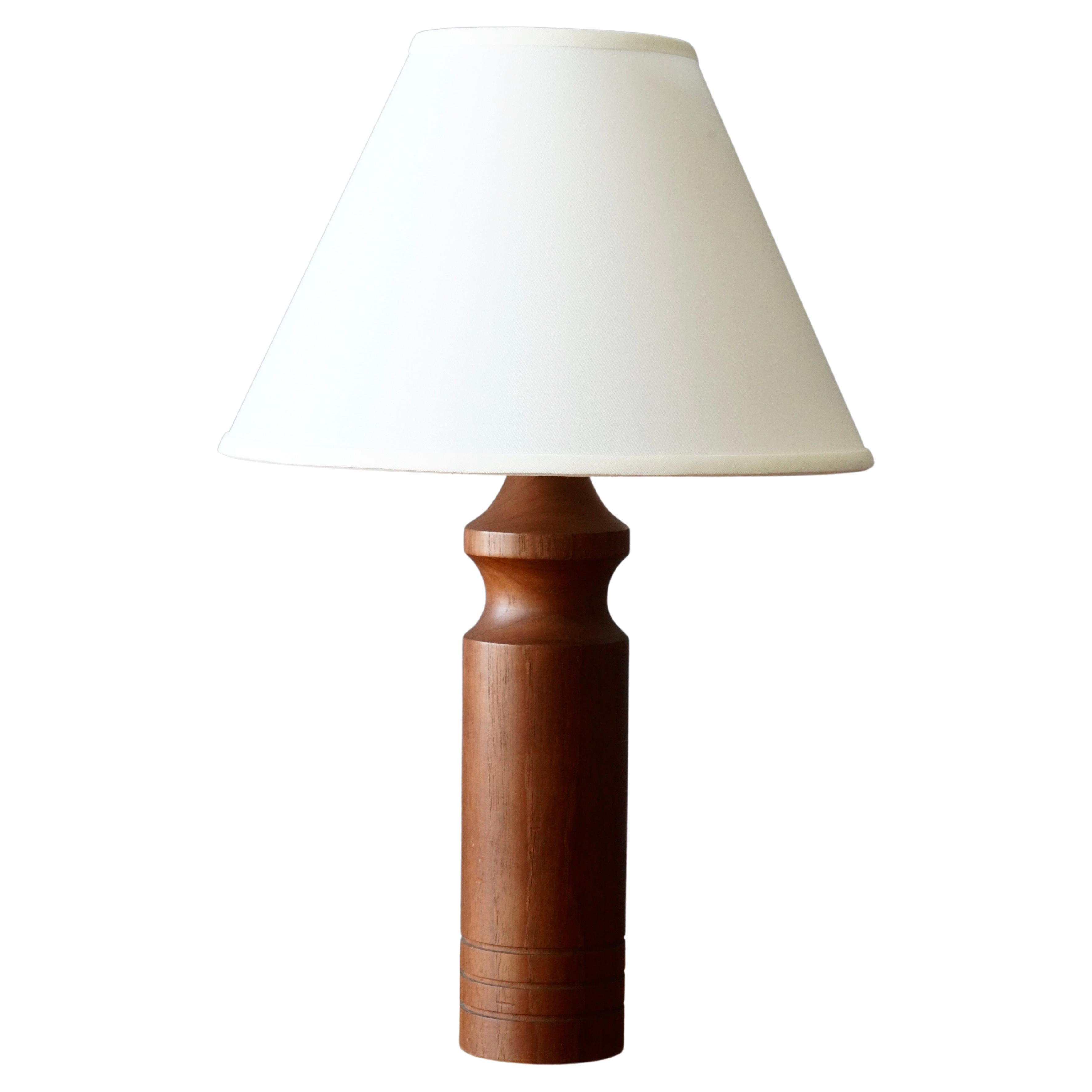 Solid Turned Walnut Table Lamp, France, 1960s at 1stDibs