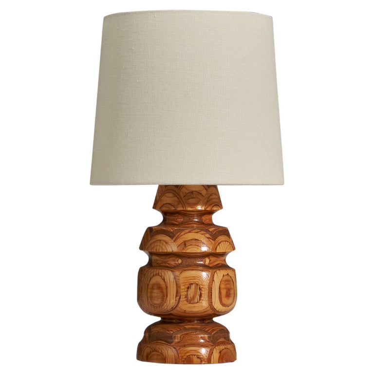 Swedish Designer, Table Lamp, Stack-Laminated Wood, Sweden, 1970s For ...