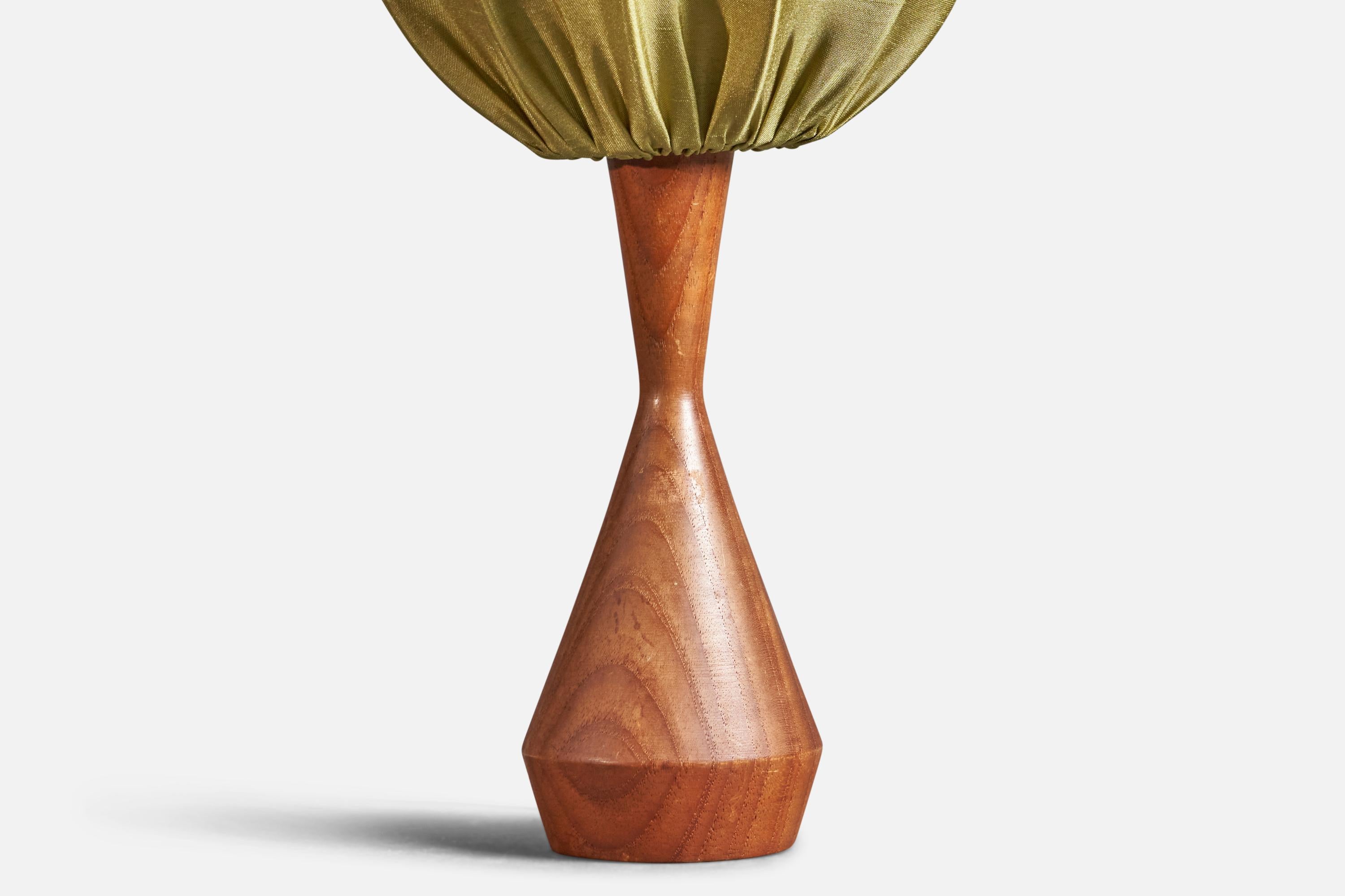 Swedish Designer, Table Lamp, Teak, Fabric, Sweden, 1950s For Sale at ...