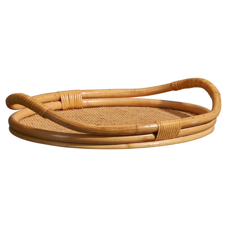 Swedish Designer, Tray, Moulded Bamboo, Rattan, Sweden, 1960s For Sale ...