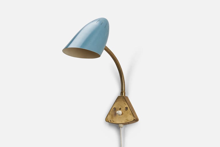 Swedish Designer, Wall Light, Brass, Metal, Sweden, 1950s For Sale at ...
