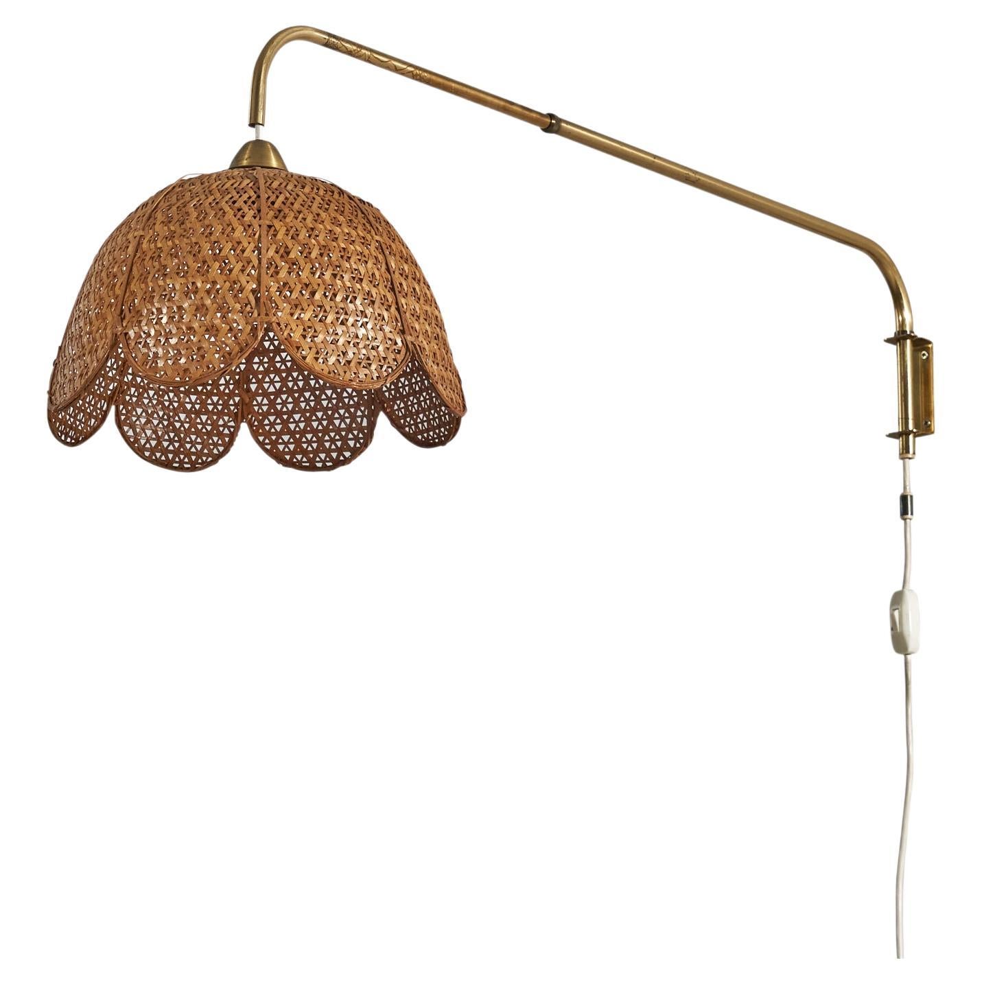 Swedish Designer, Wall Light, Brass, Rattan, Sweden, 1940s For Sale at ...