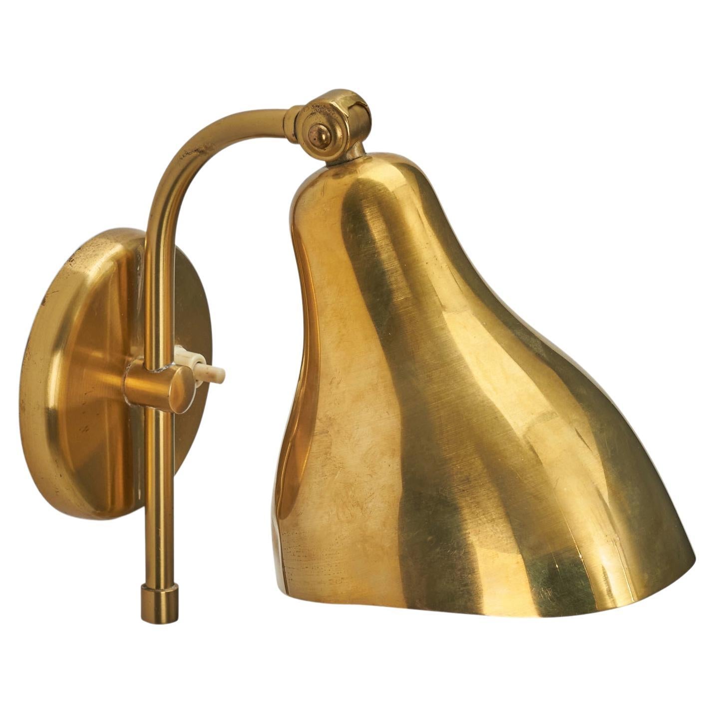 Swedish Designer, Wall Light, Brass, Sweden, 1940s For Sale at 1stDibs