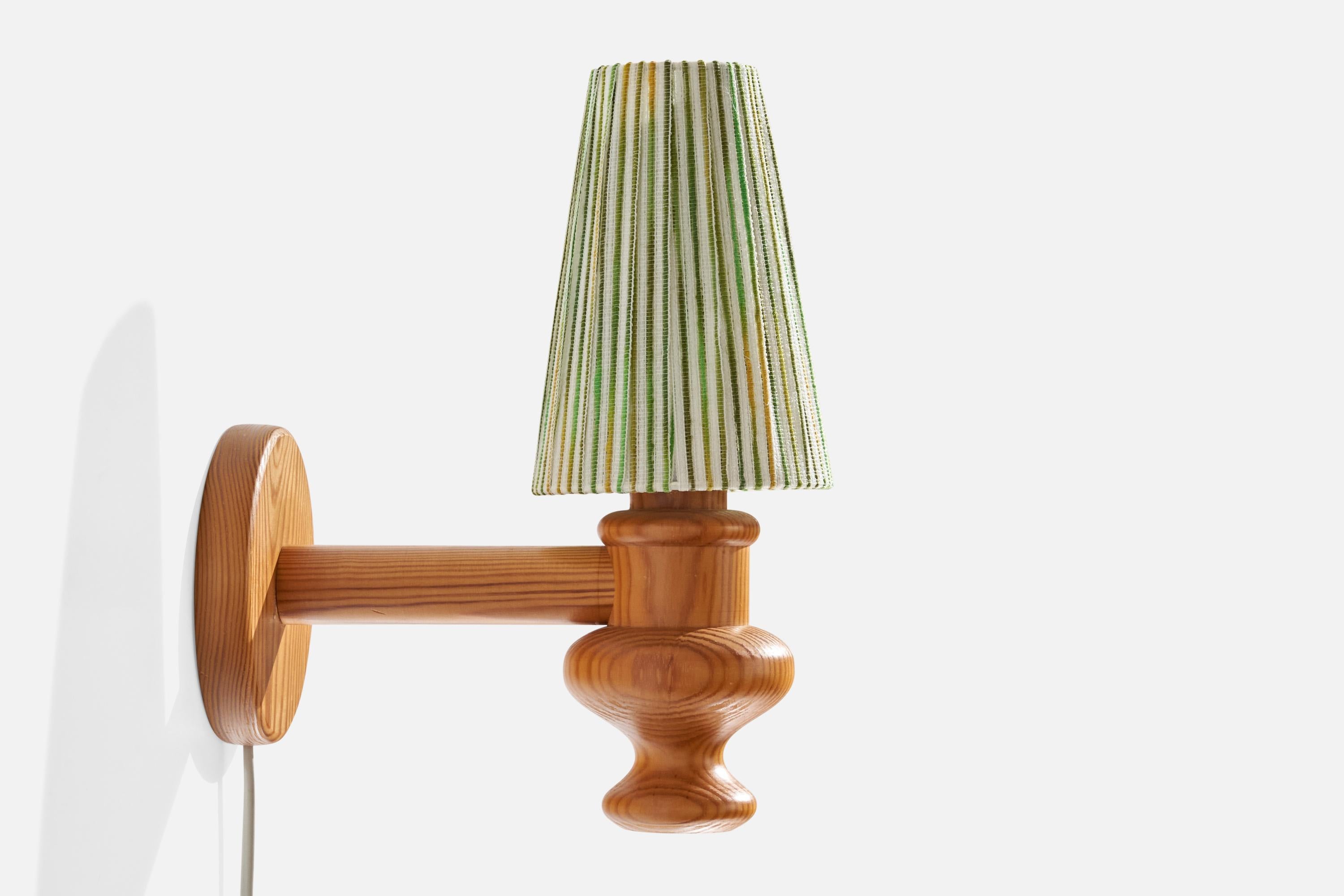 Swedish Designer, Wall Lights, Pine, Fabric, Sweden, 1970s For Sale at ...