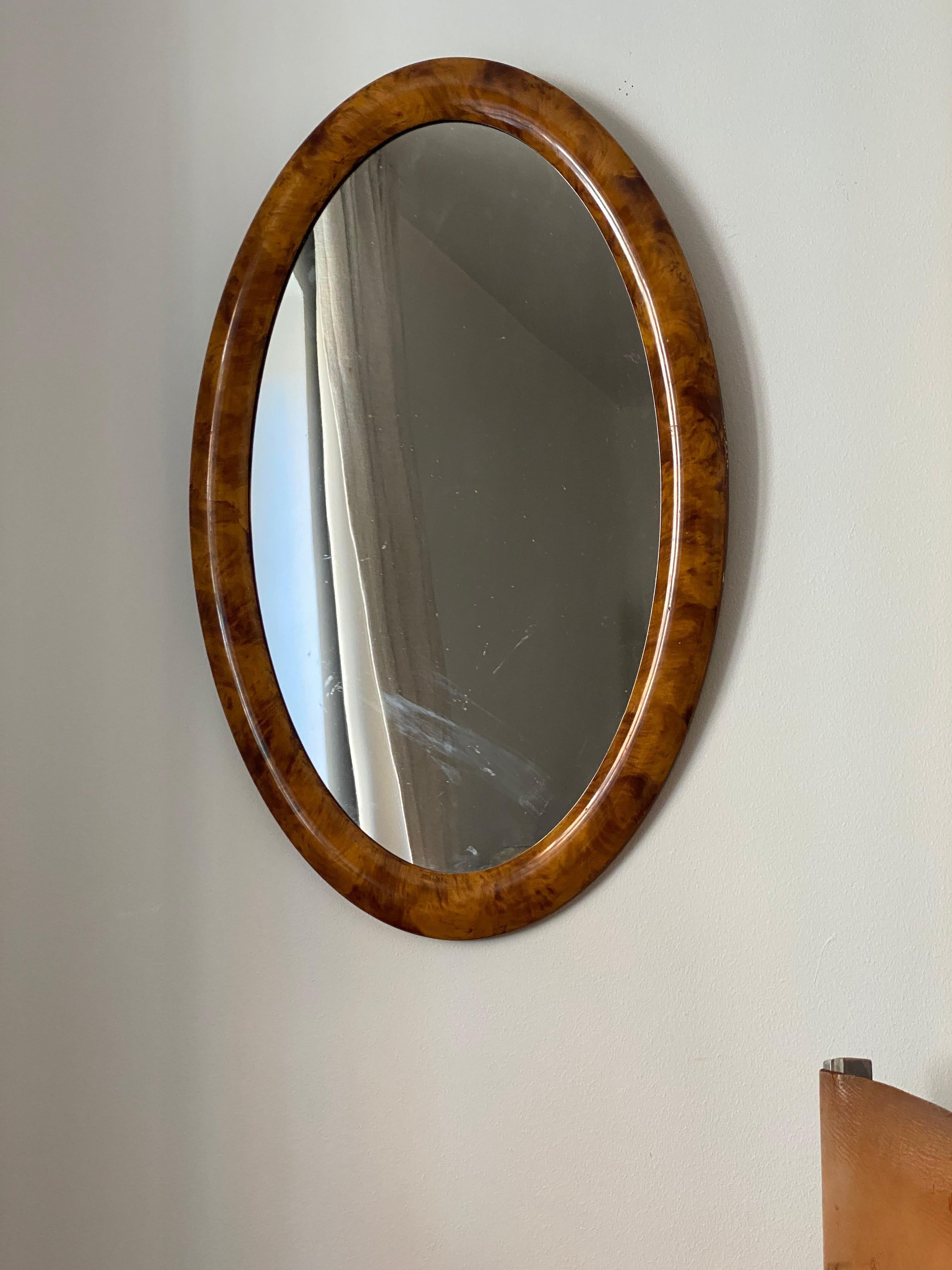 Swedish Designer, Wall Mirror, Lacquered Burlwood, Mirror Glass, Sweden ...