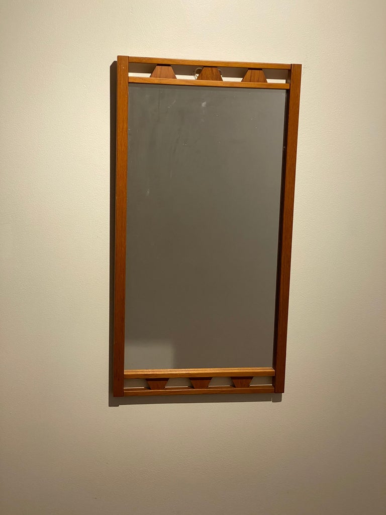 Swedish Designer, Wall Mirror, Stained Oak, 1950s, Sweden For Sale at ...