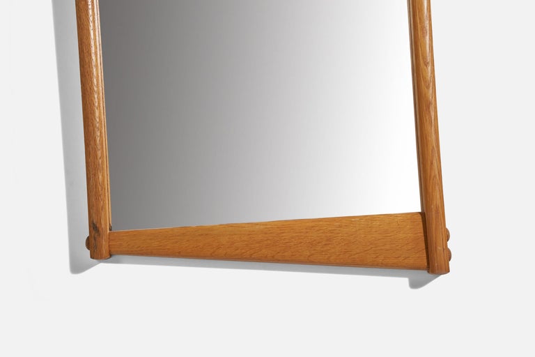 Swedish Designer, Wall Mirror, Stained Oak, Mirror Glass, Sweden, 1950s ...